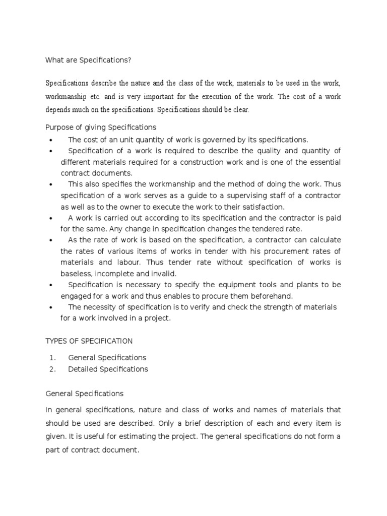 Understanding Construction Specifications | PDF | Specification ...