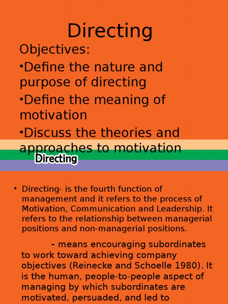 Directing | PDF | Motivation | Motivational