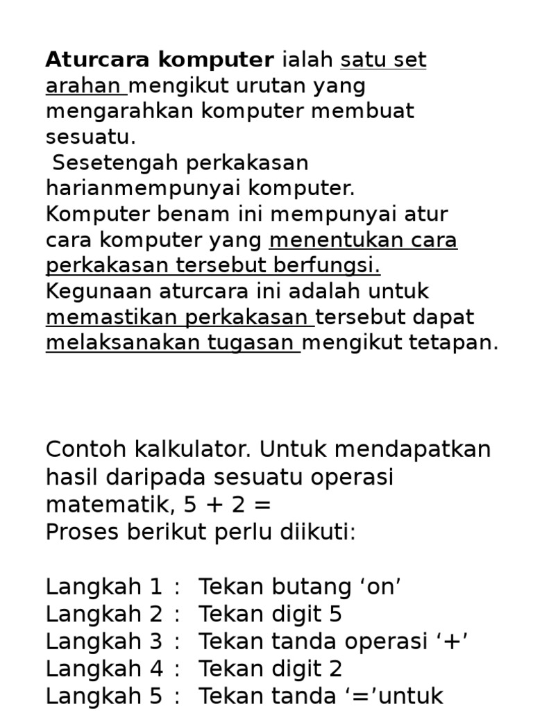 Aturcara Komputer Ialah Satu Set Arahan Mengikut Urutan | PDF