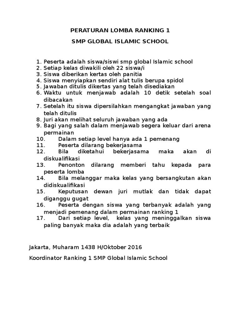 Peraturan Lomba Ranking 1 | PDF