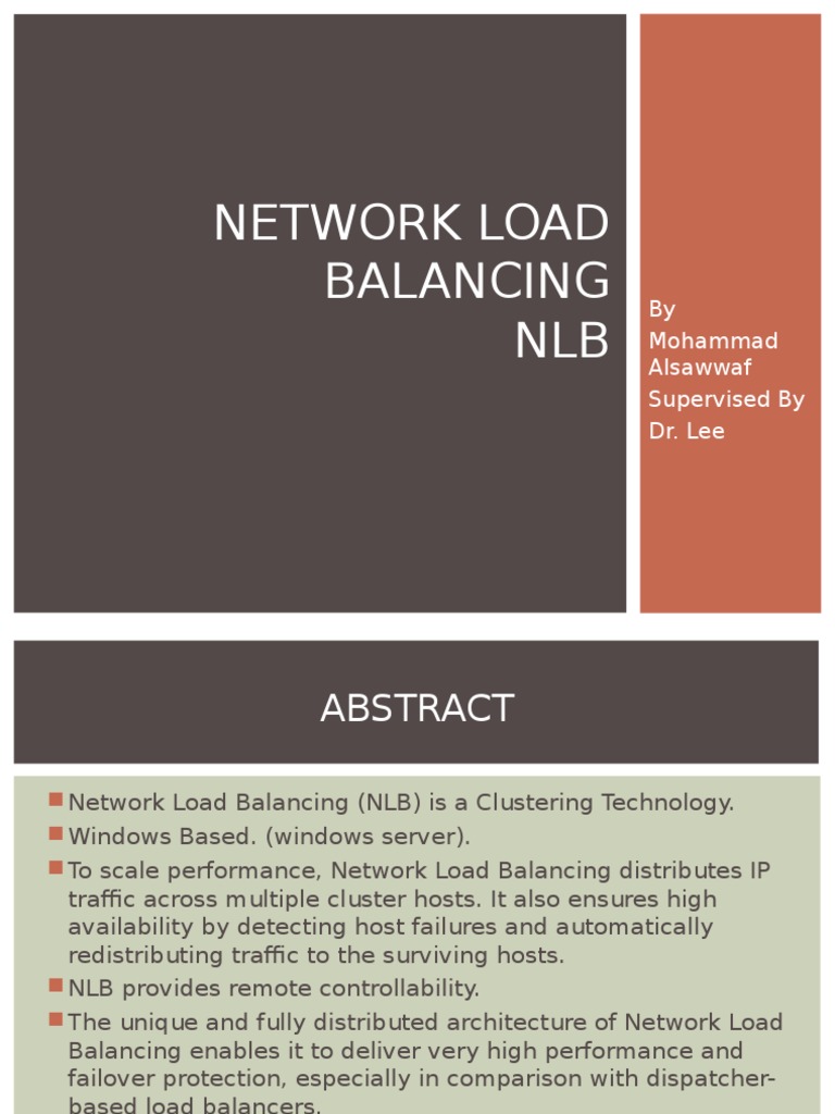 Network Load Balancing | PDF | Load Balancing (Computing) | Computer Cluster