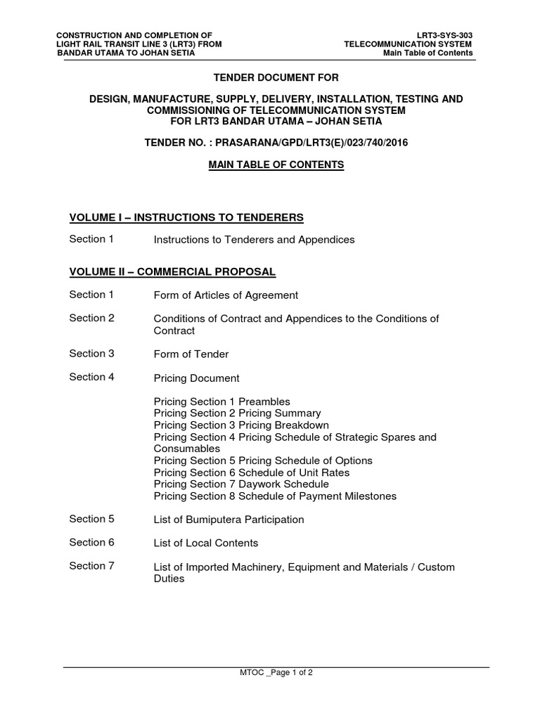 Comms - Main Table of Contents | PDF | Specification (Technical ...