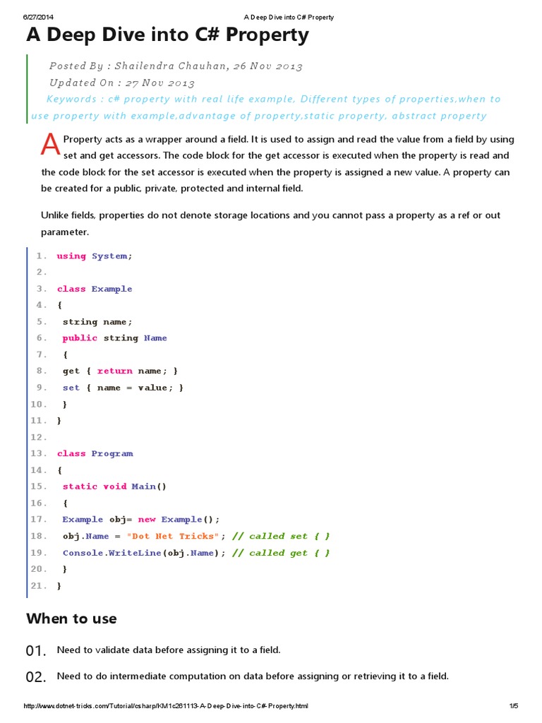 A Deep Dive Into C# Property | PDF | Class (Computer Programming ...