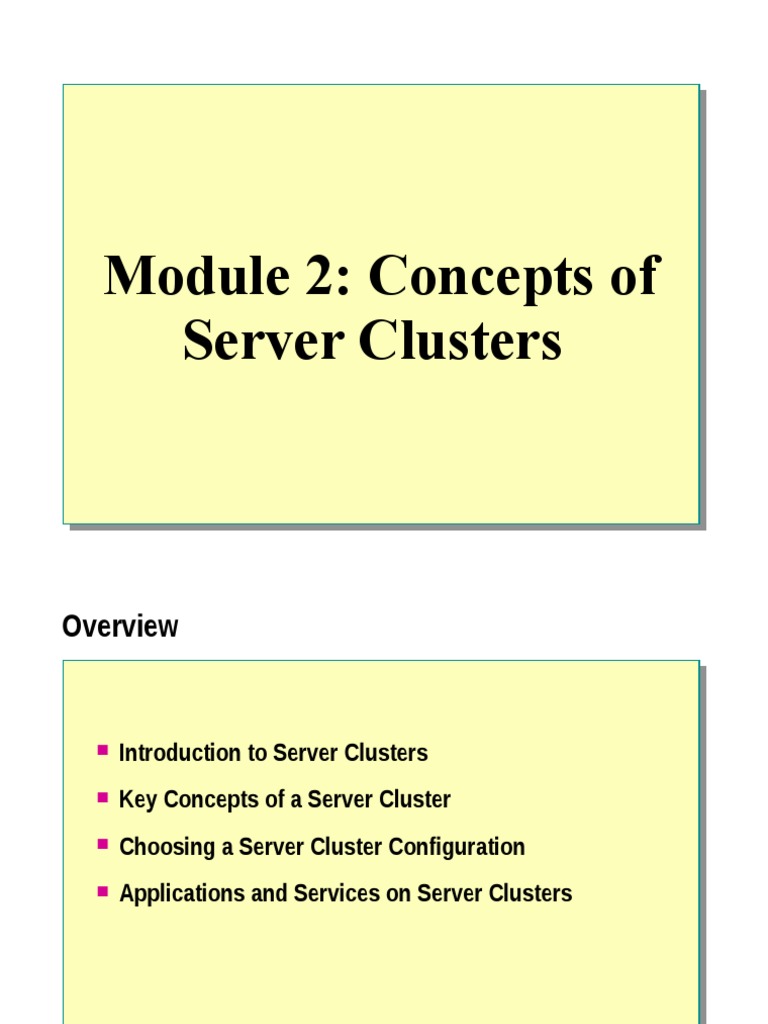Module 2: Concepts of Server Clusters | PDF | Computer Cluster | Server (Computing)