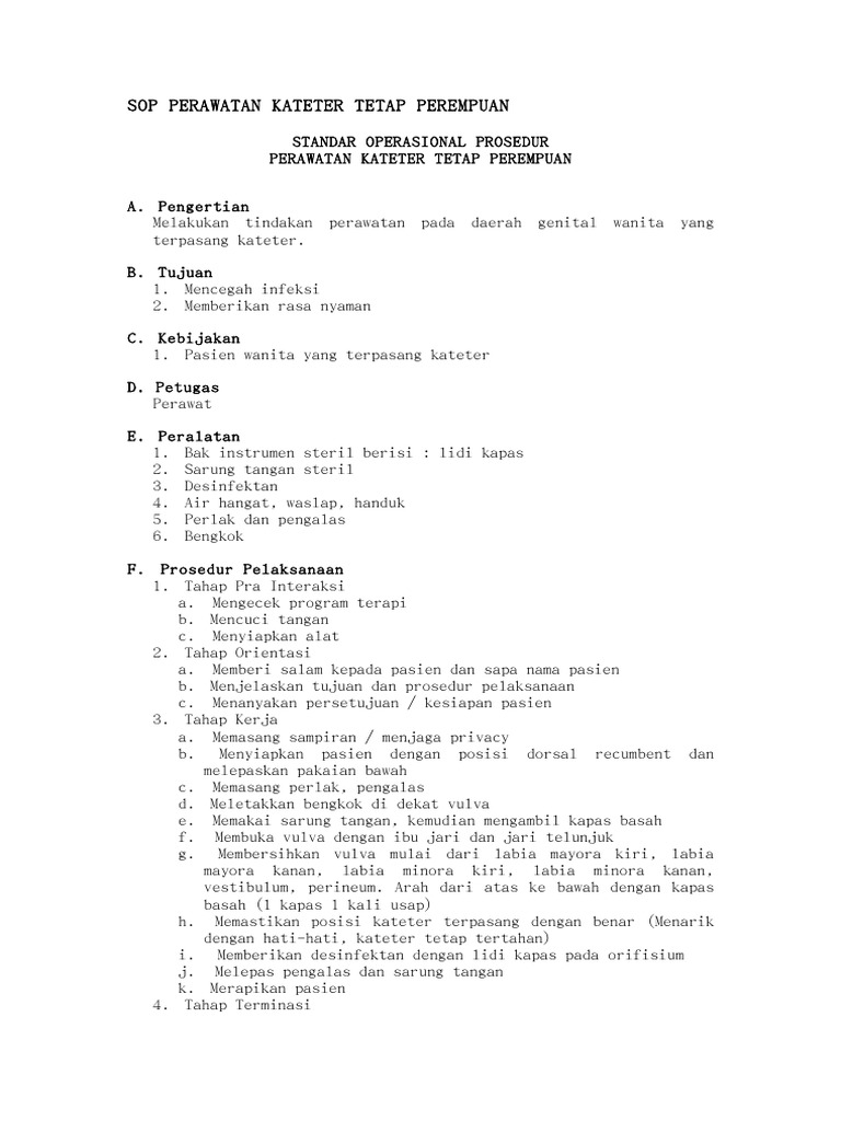 Perawatan Kateter Pada Wanita | PDF
