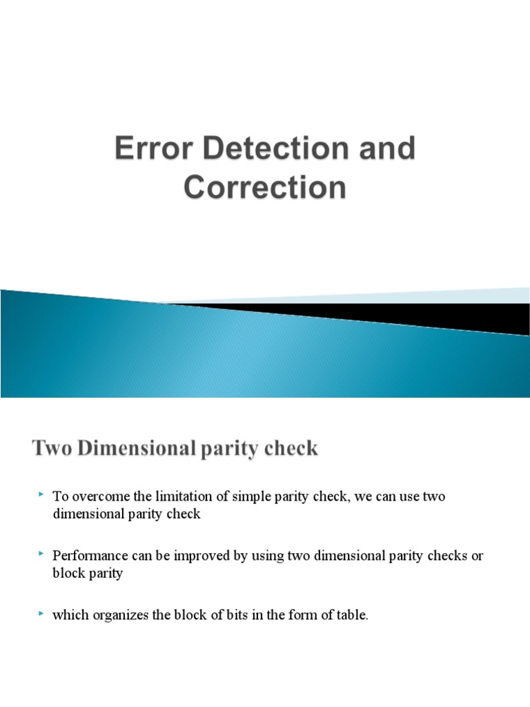 4 Two Dimensional Parity Check 