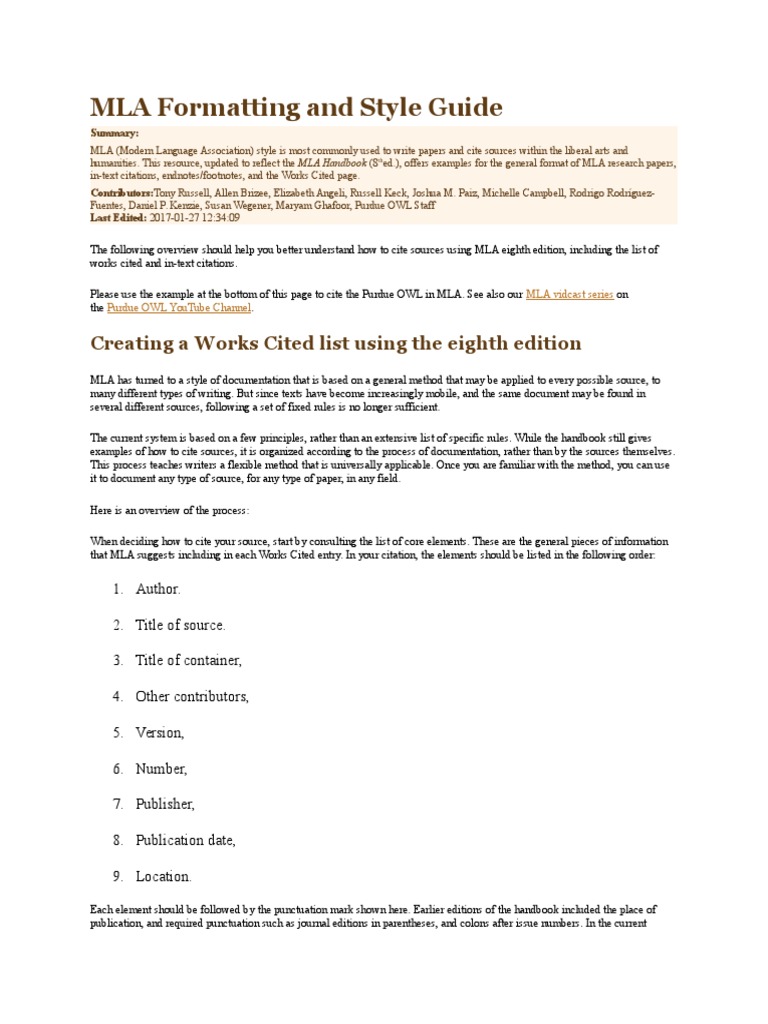 MLA Formatting and Style Guide Mphil RM | PDF