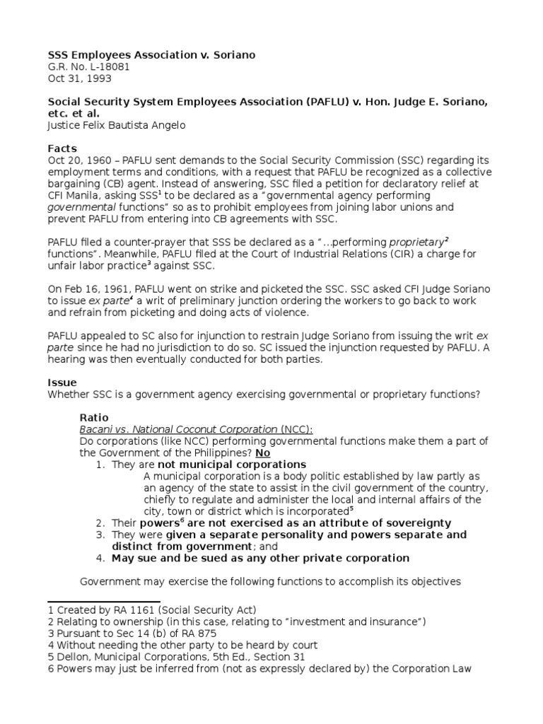 SSS Employees Association V Soriano | PDF | Securities (Finance) | Property