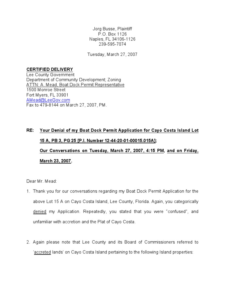 Boat Dock Permit Denial Appeal | PDF | Government Information | Government