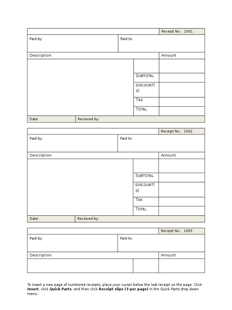 A Guide to Generating Multiple Pages of Numbered Receipts Using ...