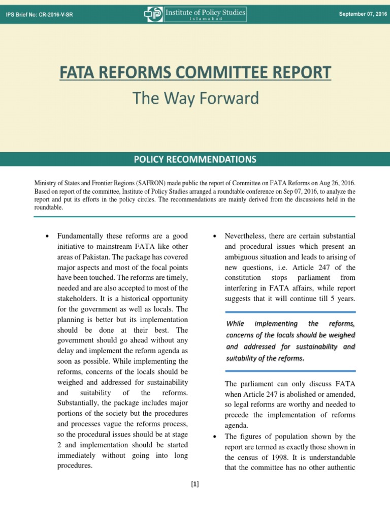 FATA Reforms: Implementation Challenges | PDF | Finance & Money Management