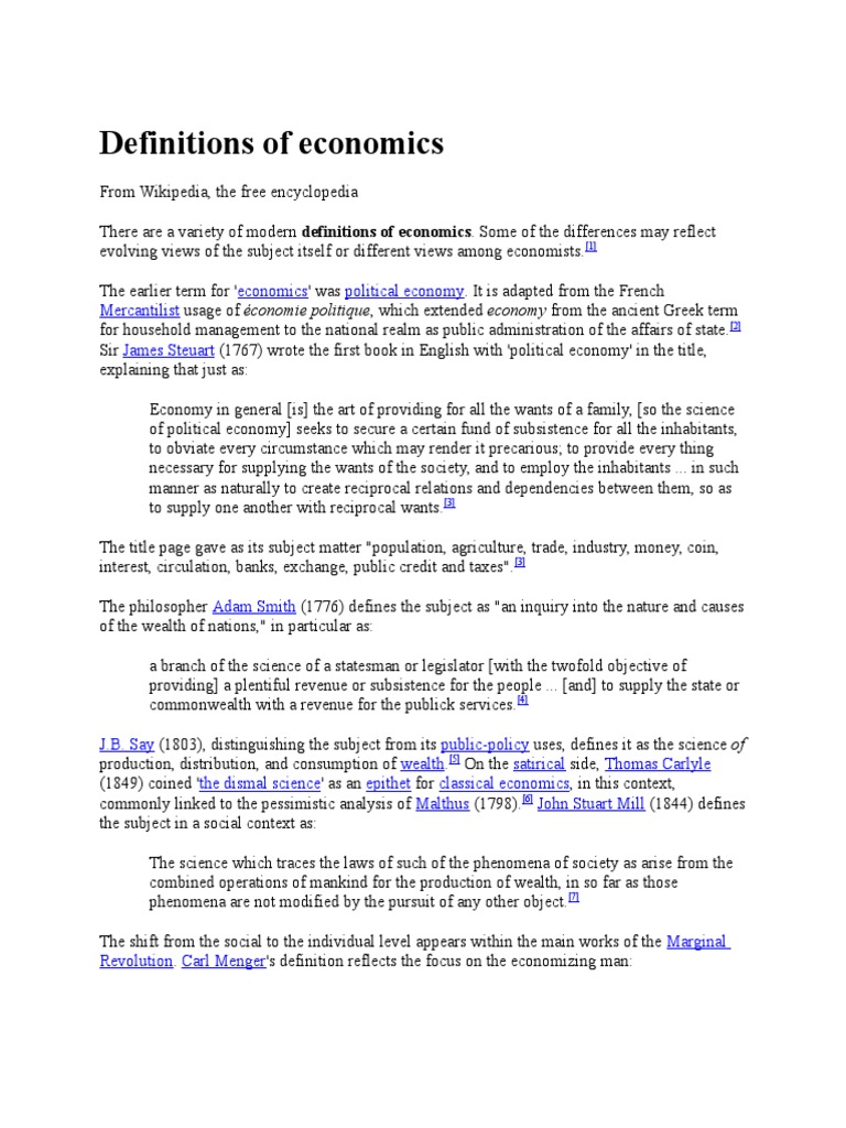 Definitions of Economics | Download Free PDF | Economics | Economic ...