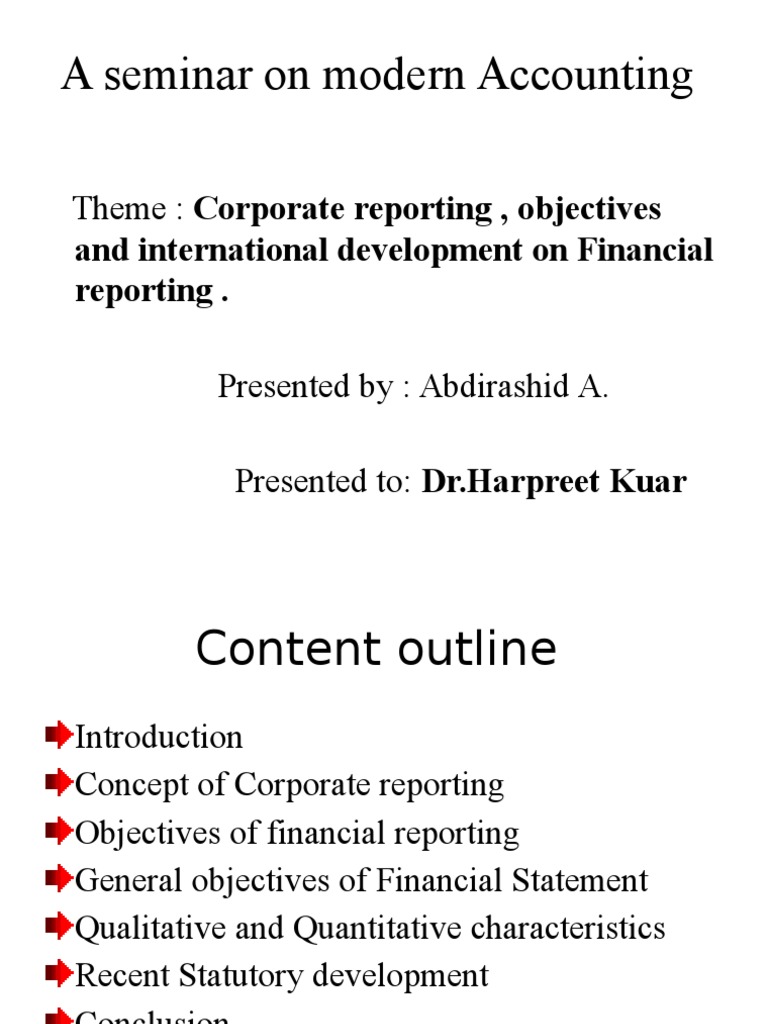 A Seminar On Modern Accounting | PDF | Financial Statement | Accounting
