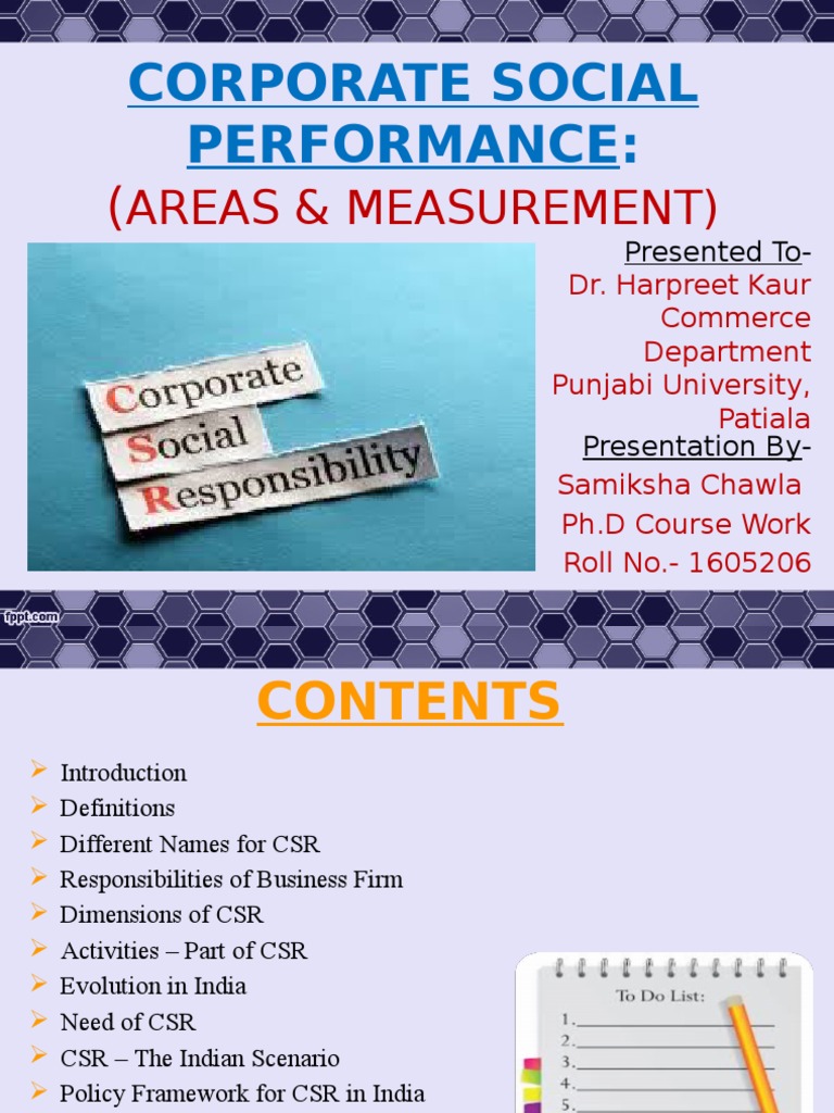 CSR - Areas & Measurement | PDF | Corporate Social Responsibility ...