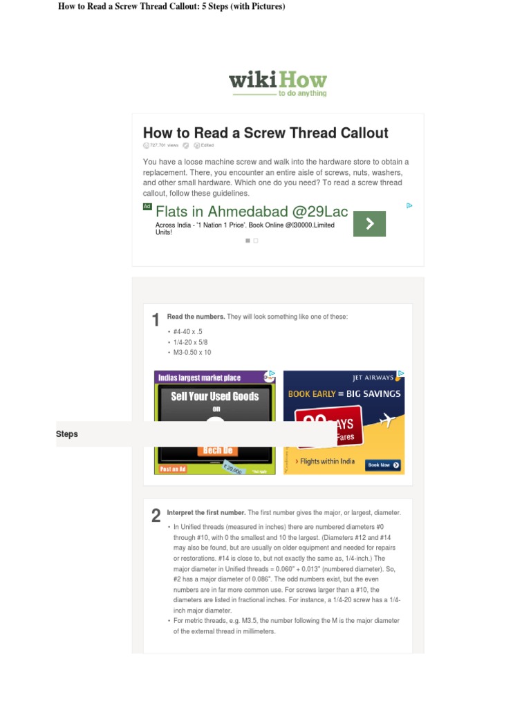 How to Read a Screw Thread Callout in 5 Steps | PDF | Screw | Metalworking