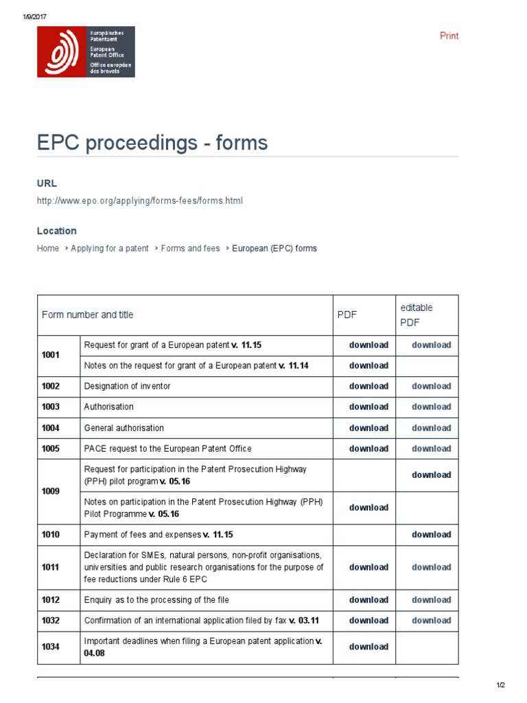 European Patent Application Forms | PDF | Patent Application | Patent Law