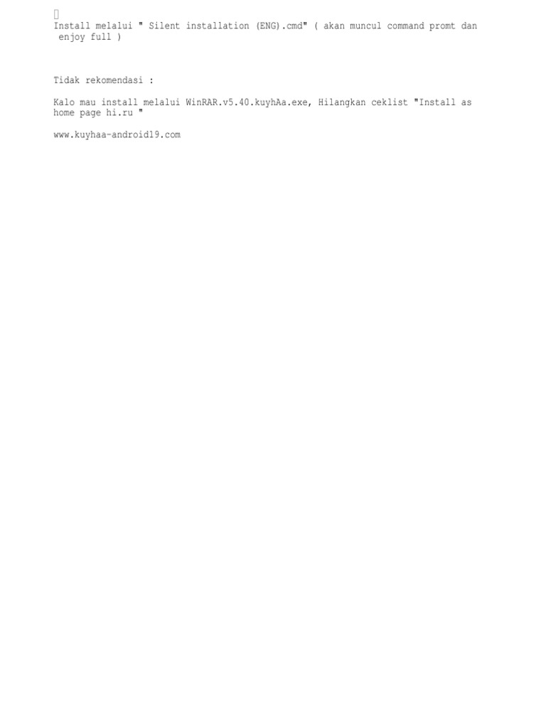 Install Melalui " Silent Installation (ENG) .CMD" (Akan Muncul Command Promt Dan Enjoy Full) | PDF