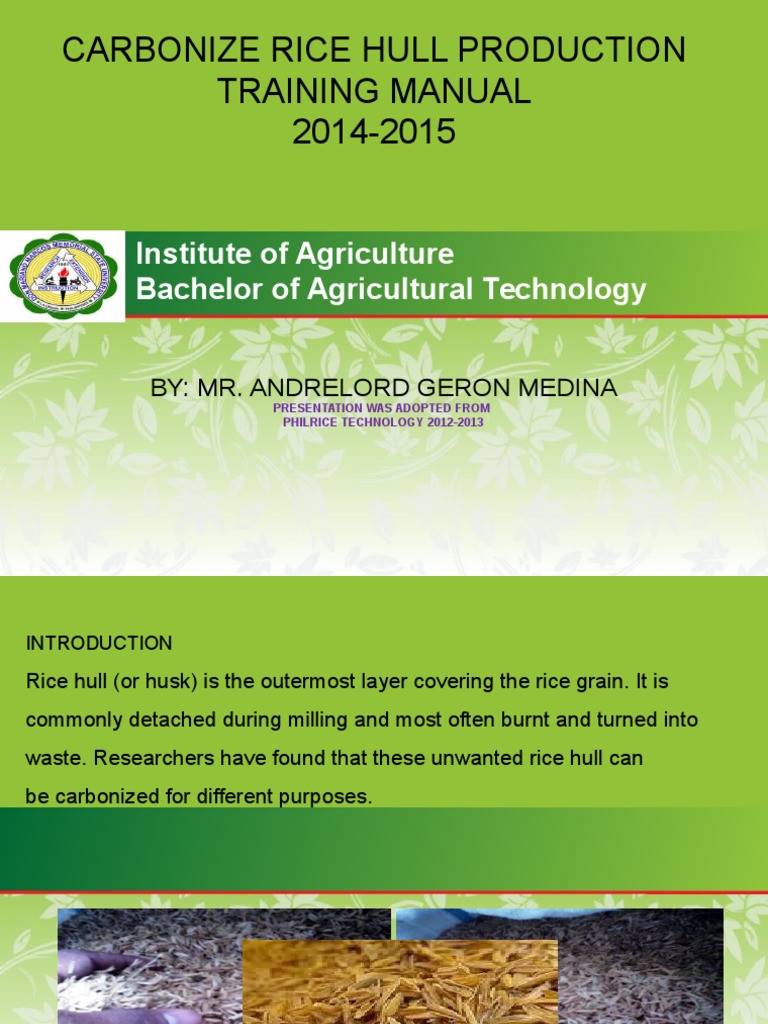 Carbonizing Rice Hull: Training Manual | PDF | Organic Matter | Fertilizer