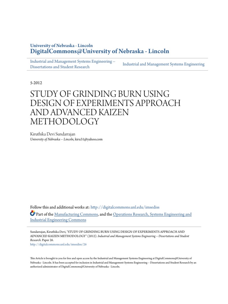 Study of Grinding Burn Using Design of Experiments Approach and ...