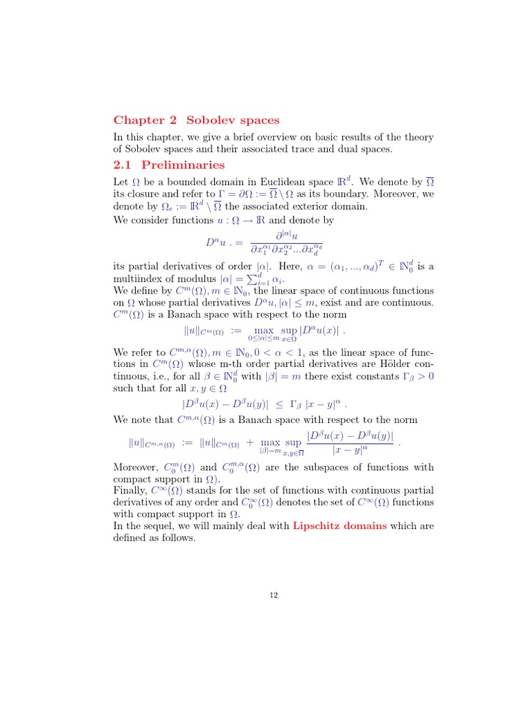 Guide to Sobolev Spaces and Their Applications | PDF | Hilbert Space | Derivative