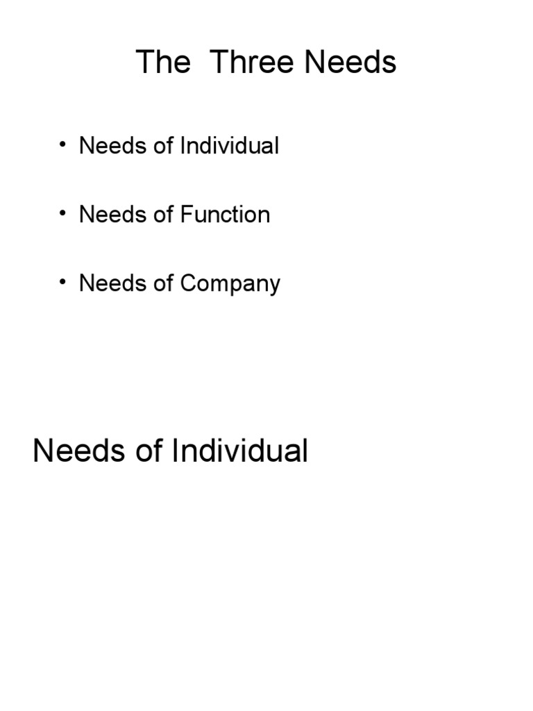 The Three Needs | PDF | Career & Growth | Business