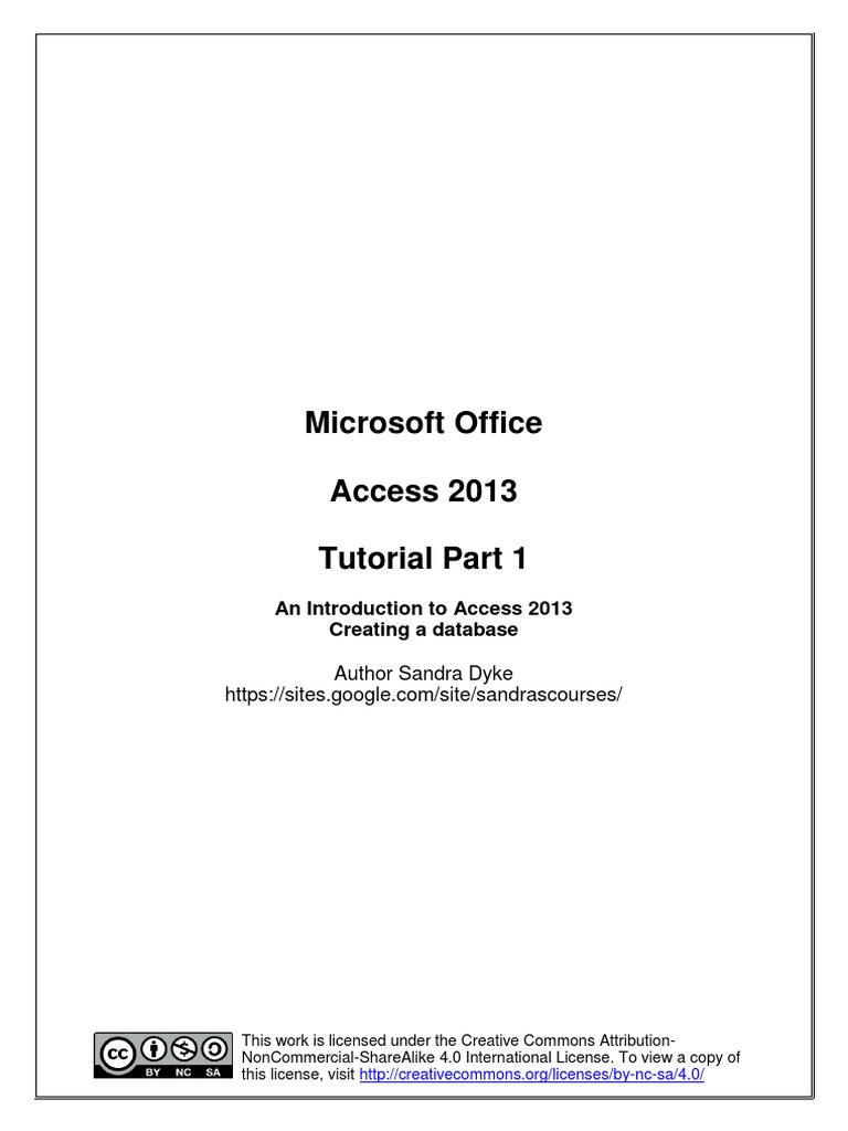 Sandra Access 2013 Tutorial Part 1 | PDF | Relational Database | Databases