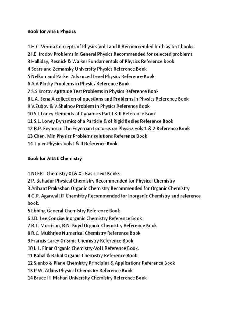 AIEEE Books Guide | PDF