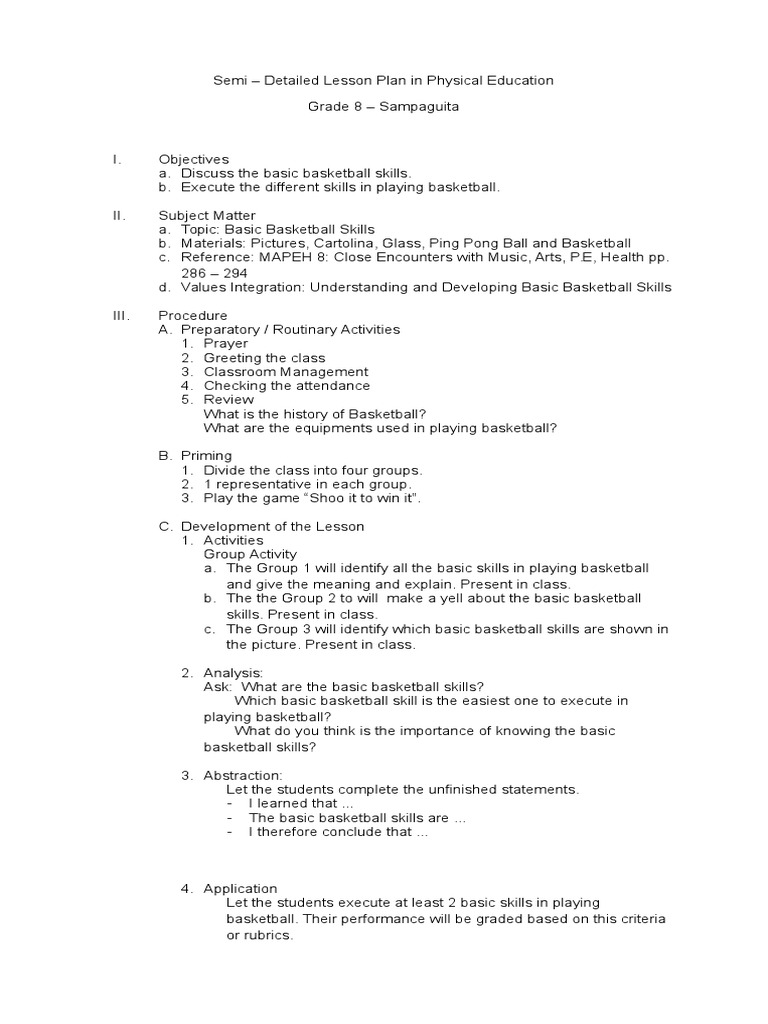 Basic Basketball Skills | PDF | Lesson Plan | Education Theory