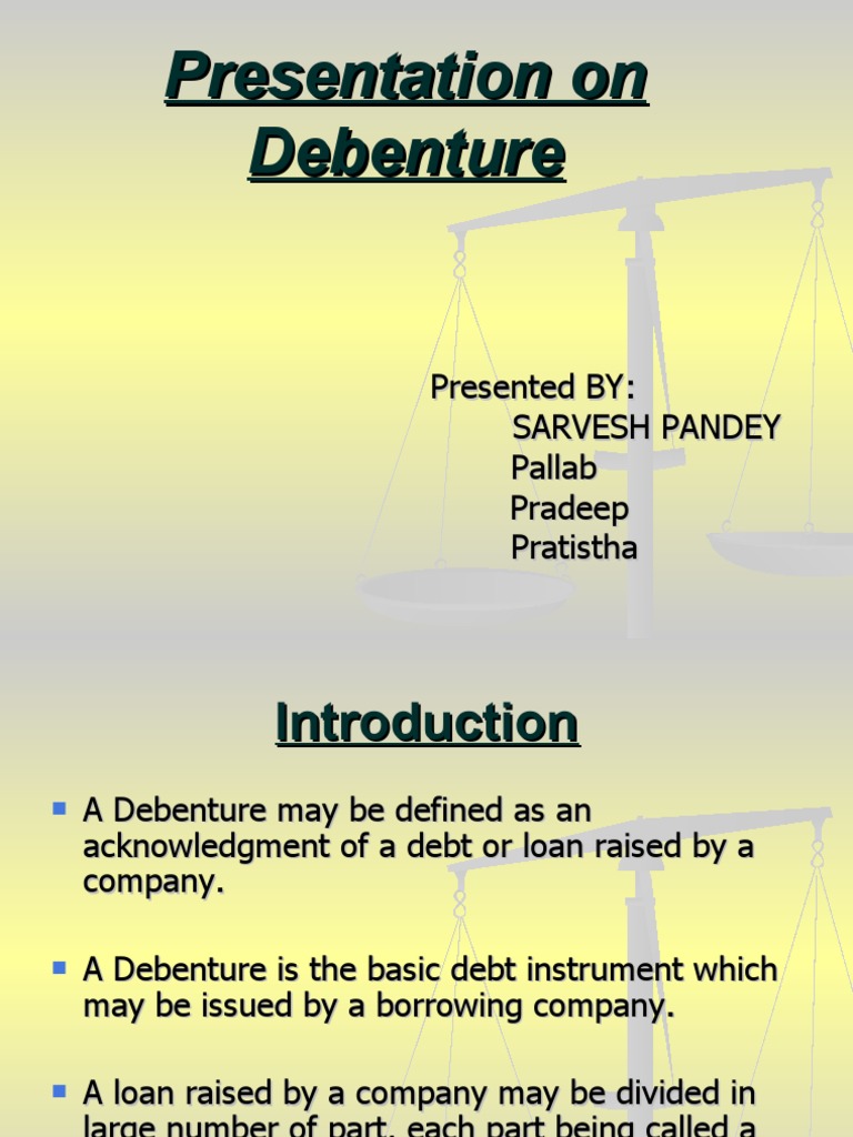Presentation On Debenture | PDF | Debenture | Interest