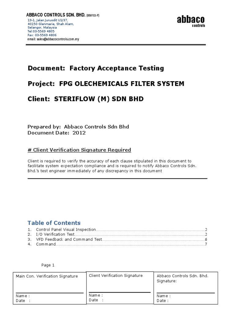 FAT Procedure | PDF | Electronics | Telecommunications