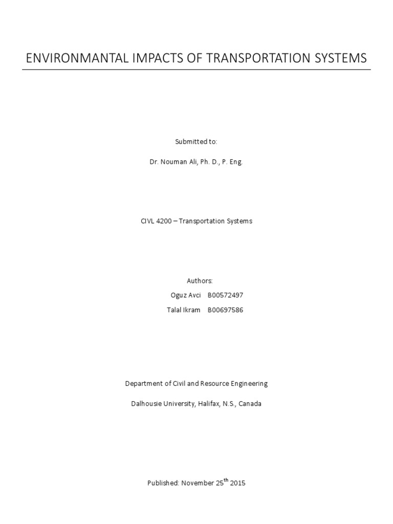 Transportation Systems' Environmental Impact | PDF | Air Pollution ...