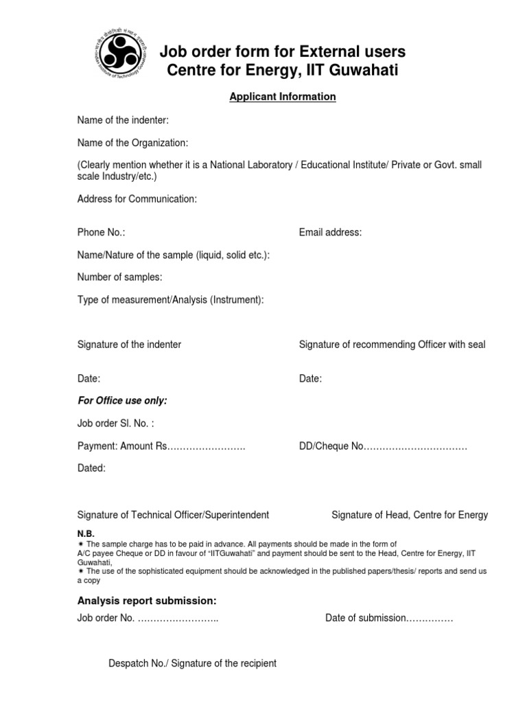 Job Order Form For External Users | PDF | Career & Growth | Technology ...
