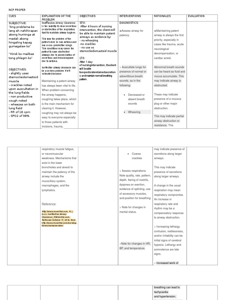 NCP PROPER.docx | Respiratory Tract | Respiration