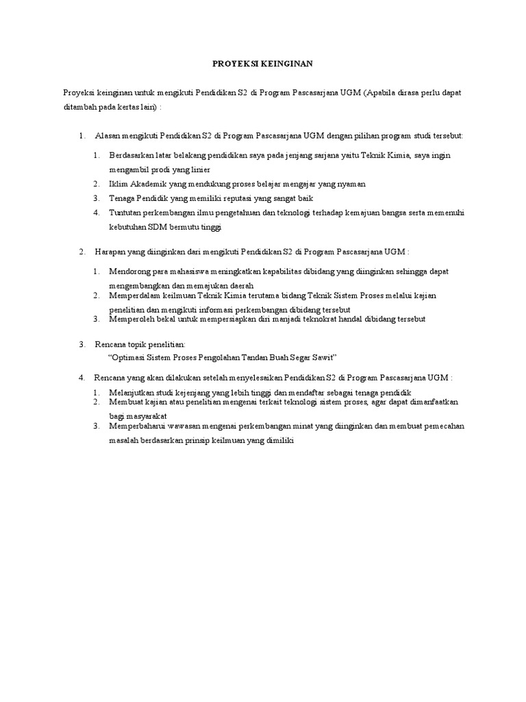 Form Proyeksi Keinginan 1 | PDF