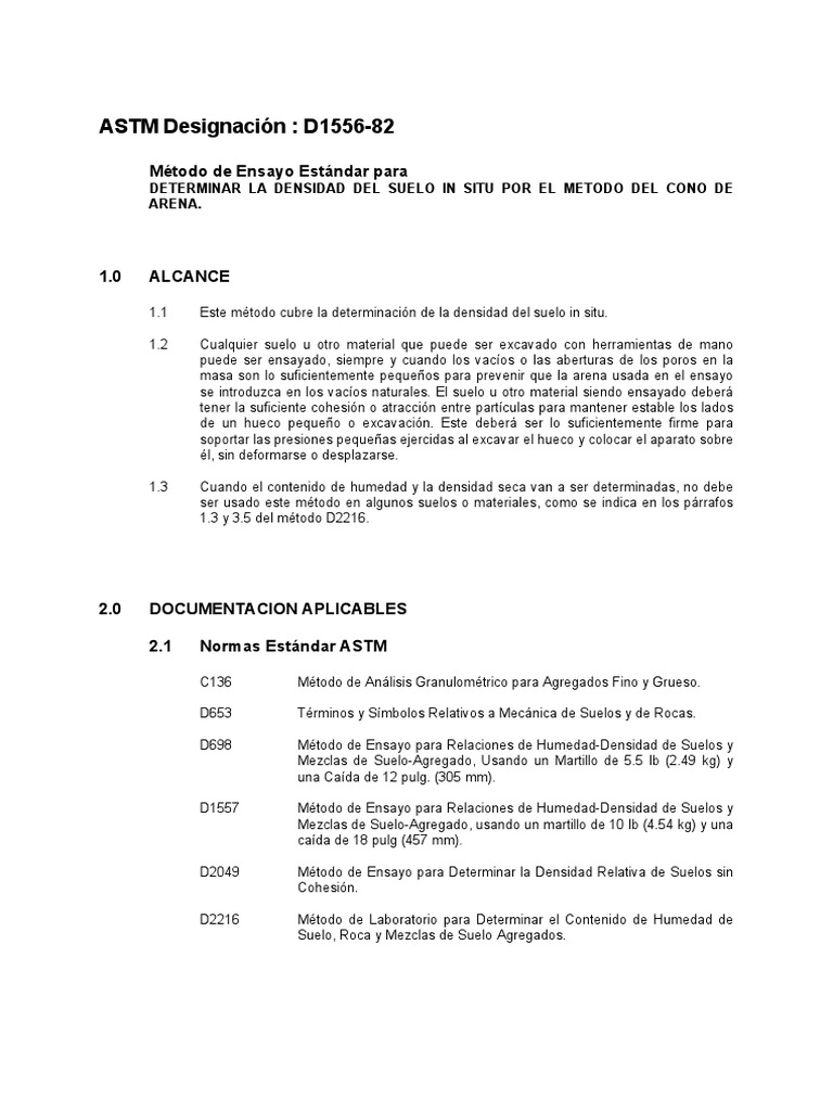 Astm d1556 | PDF | Densidad | Masa