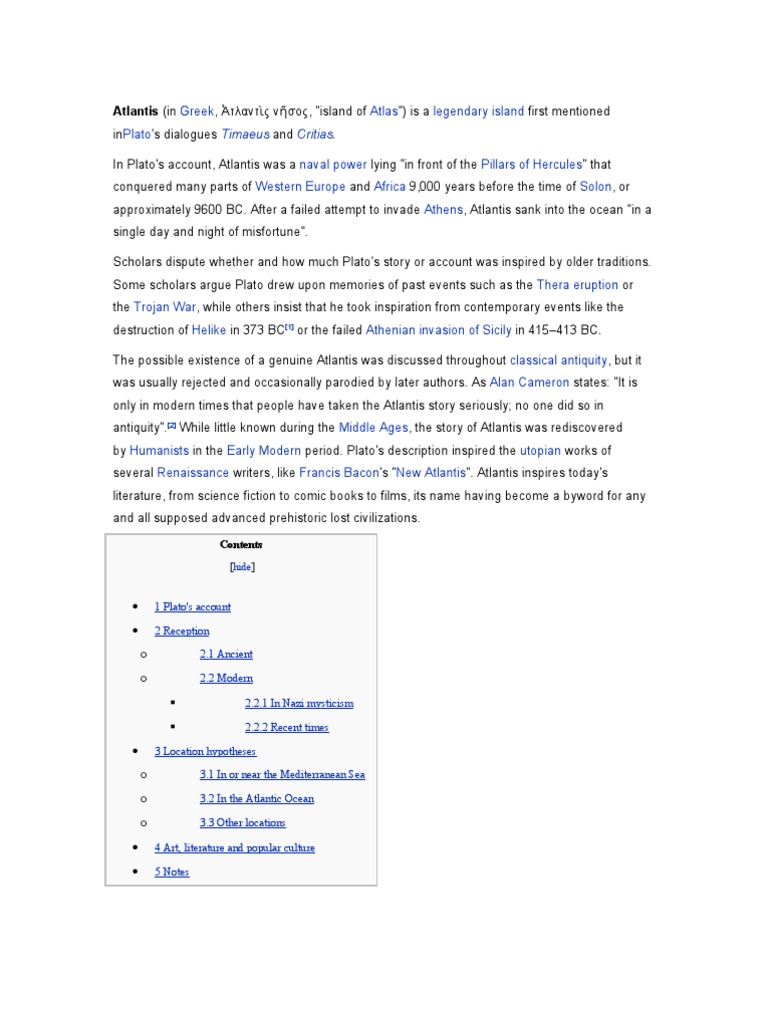 Atlantis (In: Timaeus Critias | PDF | Atlantis | Plato
