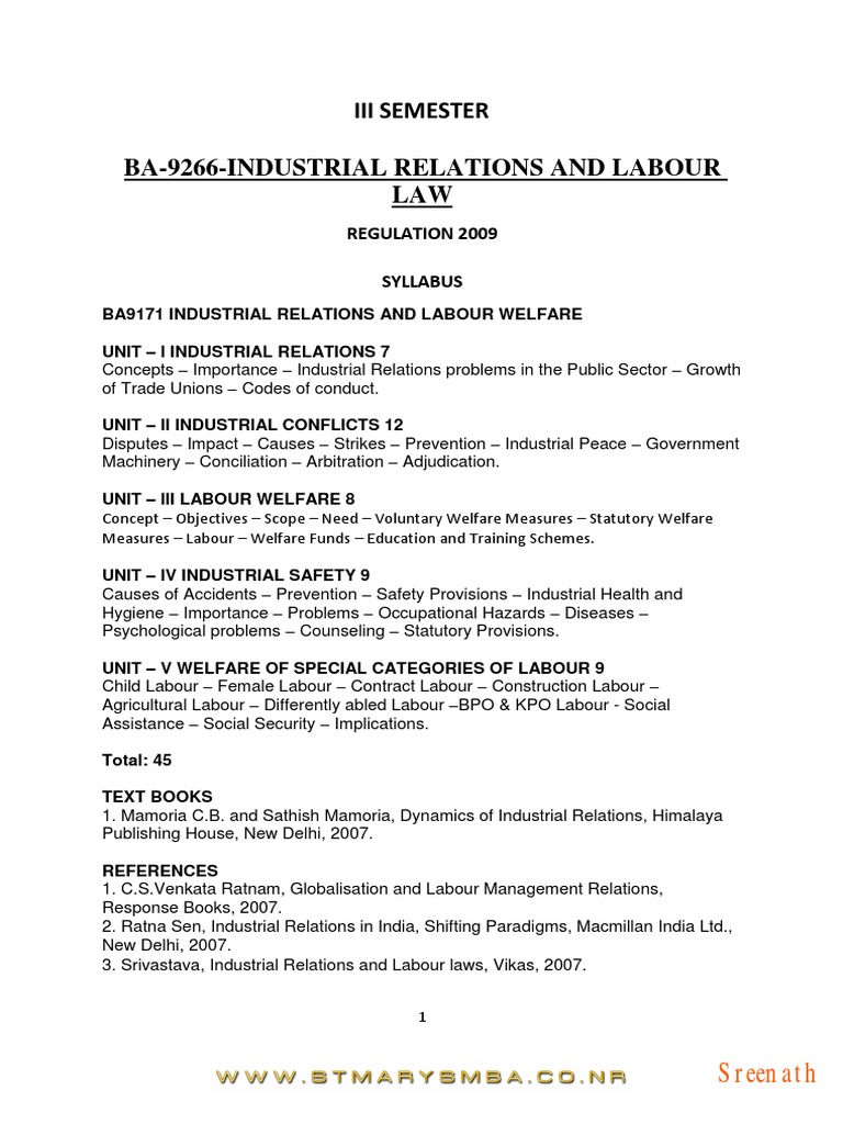 Industrial Relations and Labour Welfare Notes | PDF | Arbitration ...