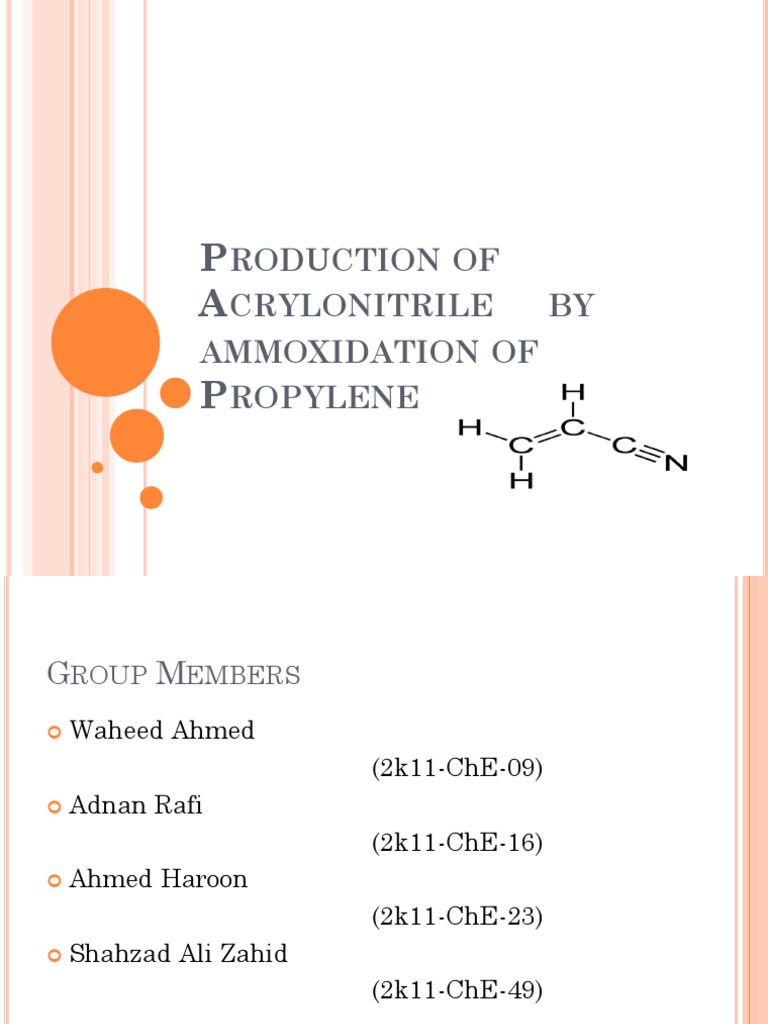 Production of Acrylonitrile by Ammoxidation of Propylene | PDF ...