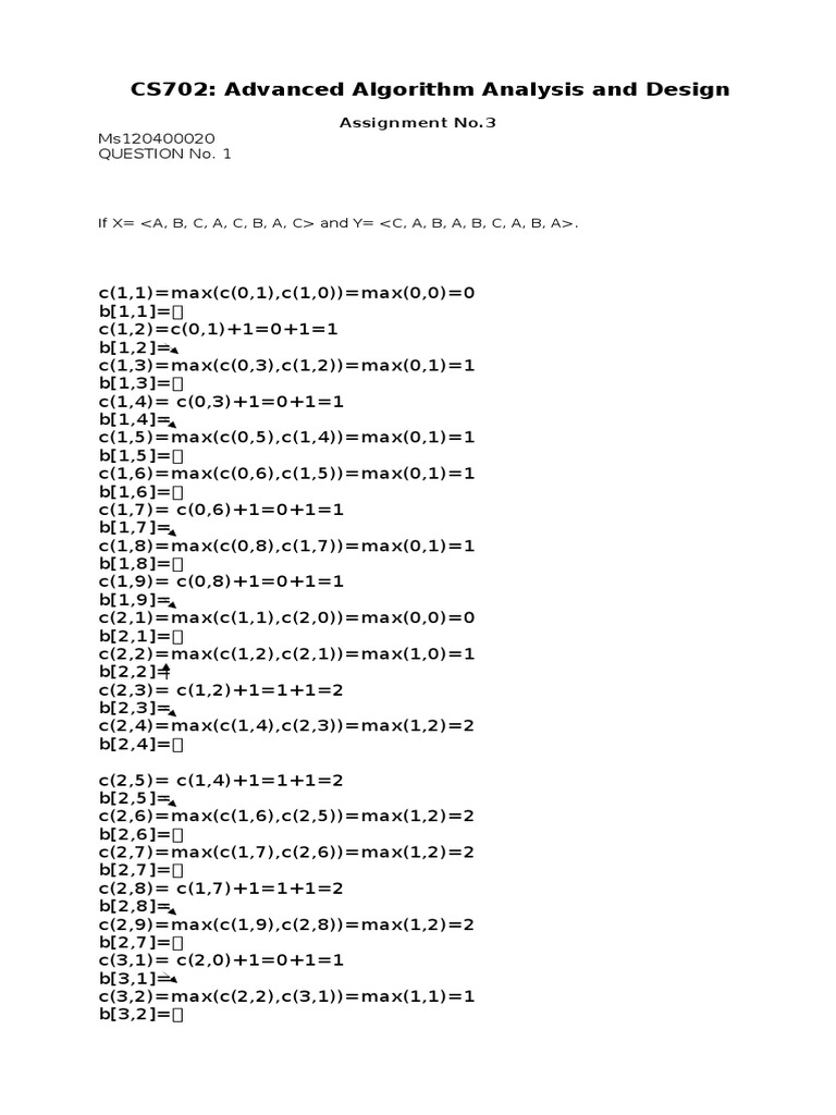 CS702: Advanced Algorithm Analysis and Design: Ms120400020 Question No. 1 | PDF | Vertex (Graph ...