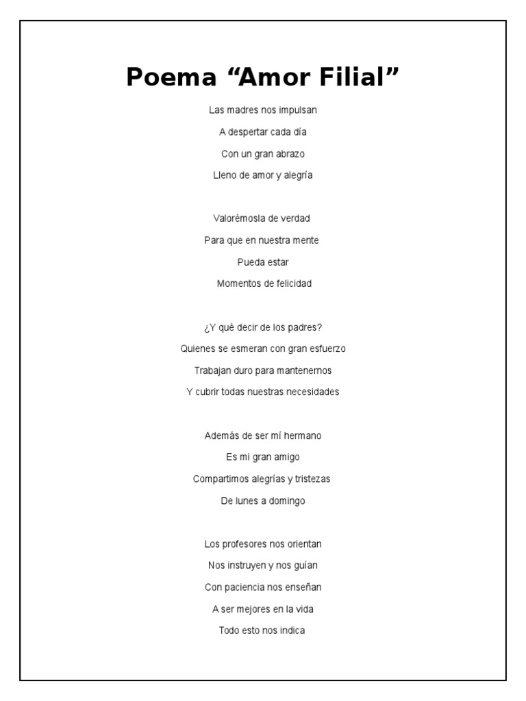 Poema Amor Filial