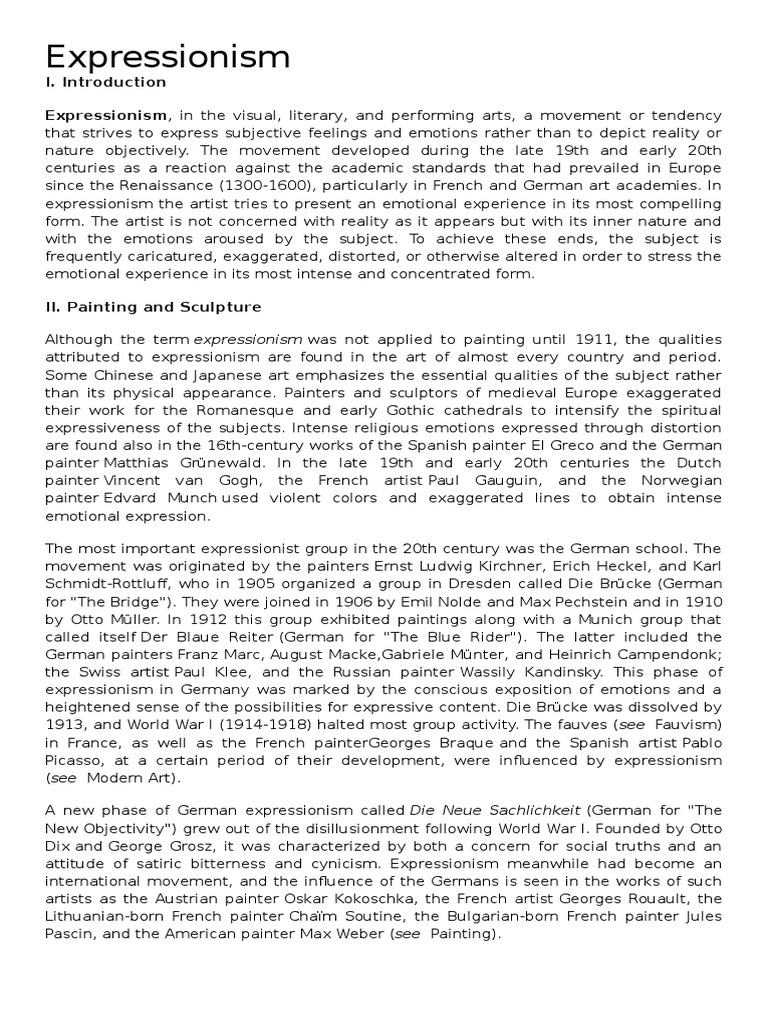 Expressionism Pdf Expressionism Modernism