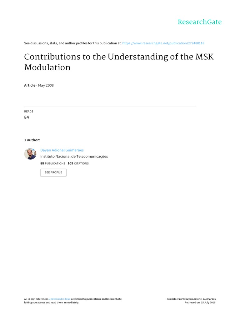 Contributions To The Understanding of The MSK Modulation | PDF ...
