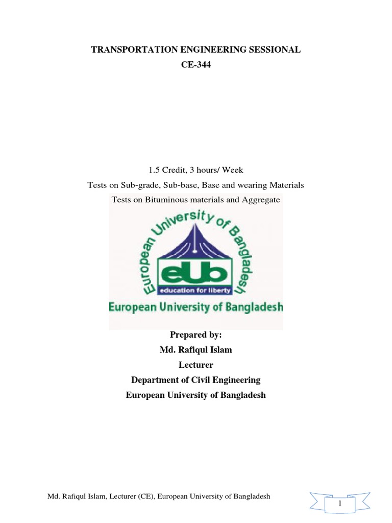 Lab Manual of Transportation Engineering | PDF | Chemistry | Science