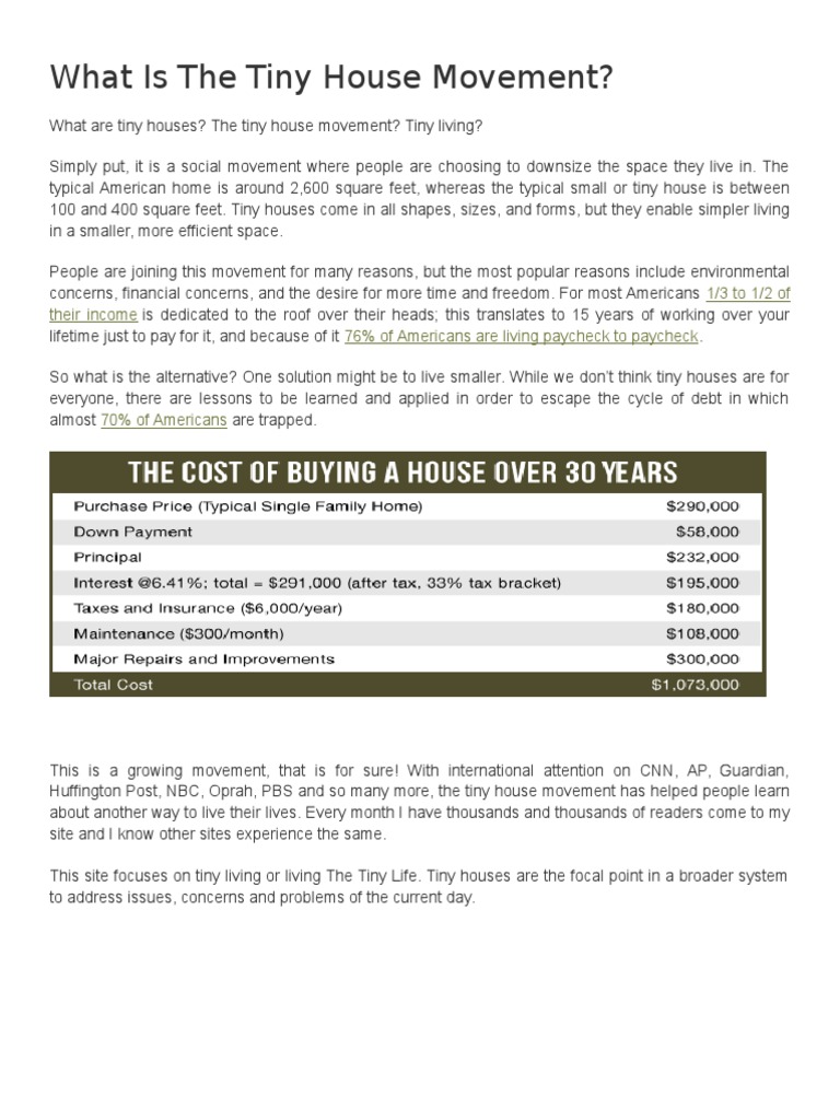 Everything You Need to Know About the Tiny House Movement | PDF | Recreational Vehicle | Car