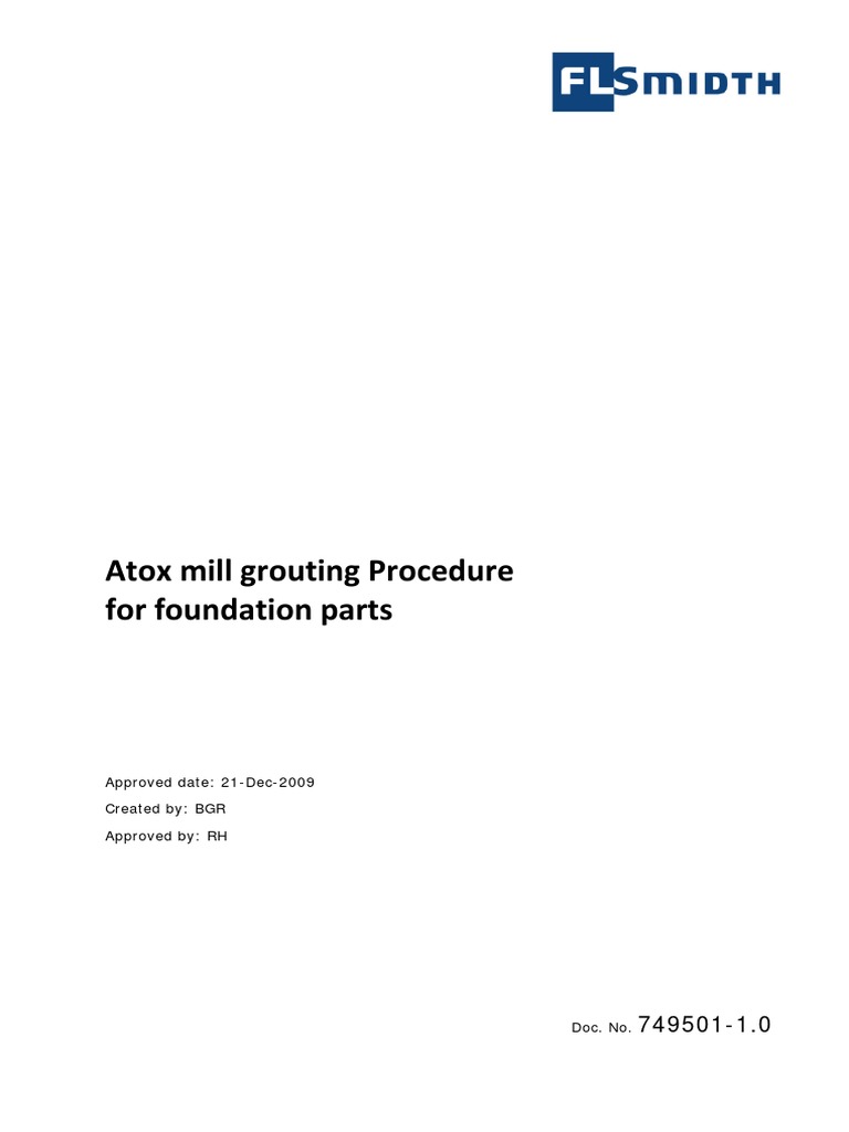 Atox Mill Grouting Procedure For Foundation Parts: Approved Date: 21 ...