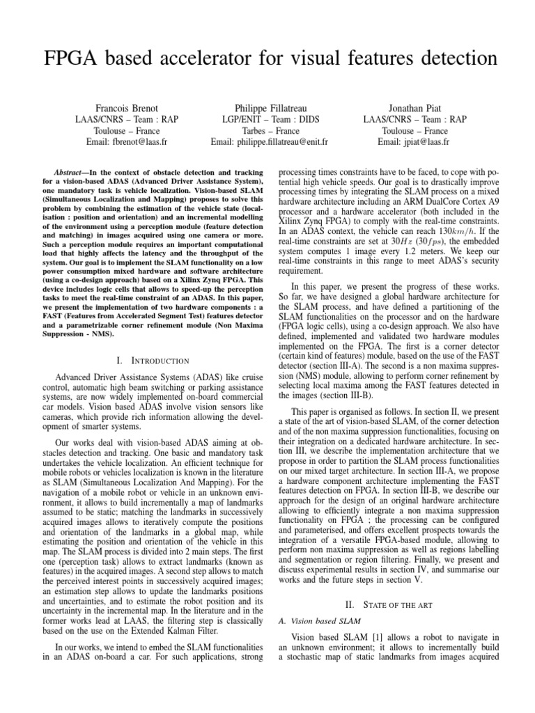 Fpga Based Accelerator For Visual Features Detection Pdf Pdf Field Programmable Gate Array