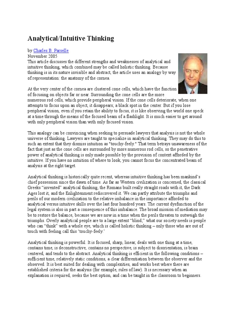 Analytical/Intuitive Thinking: Charles B. Parselle | Download Free PDF ...
