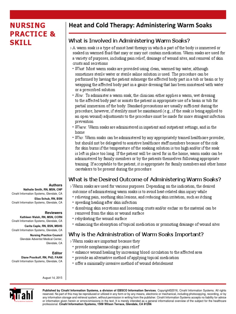 Nursing Practice & Skill: Heat and Cold Therapy: Administering Warm ...