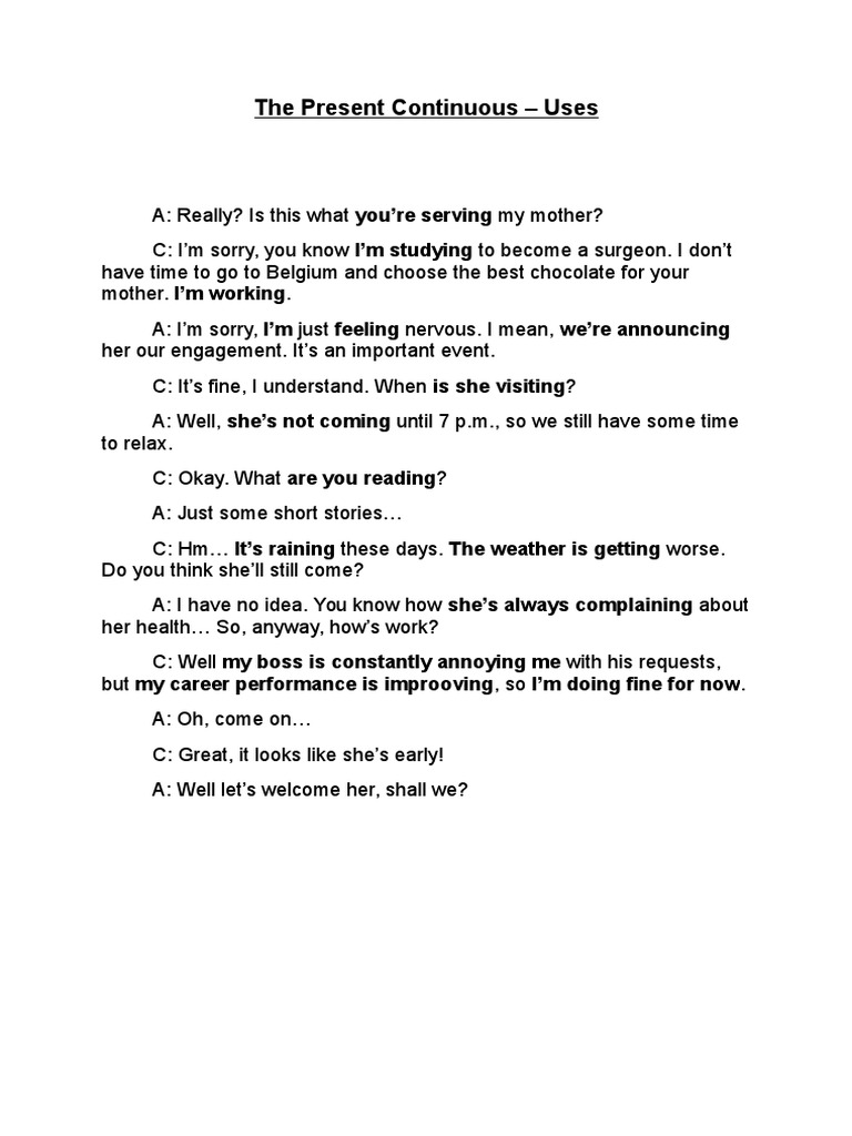 The Present Continuous Explained | PDF