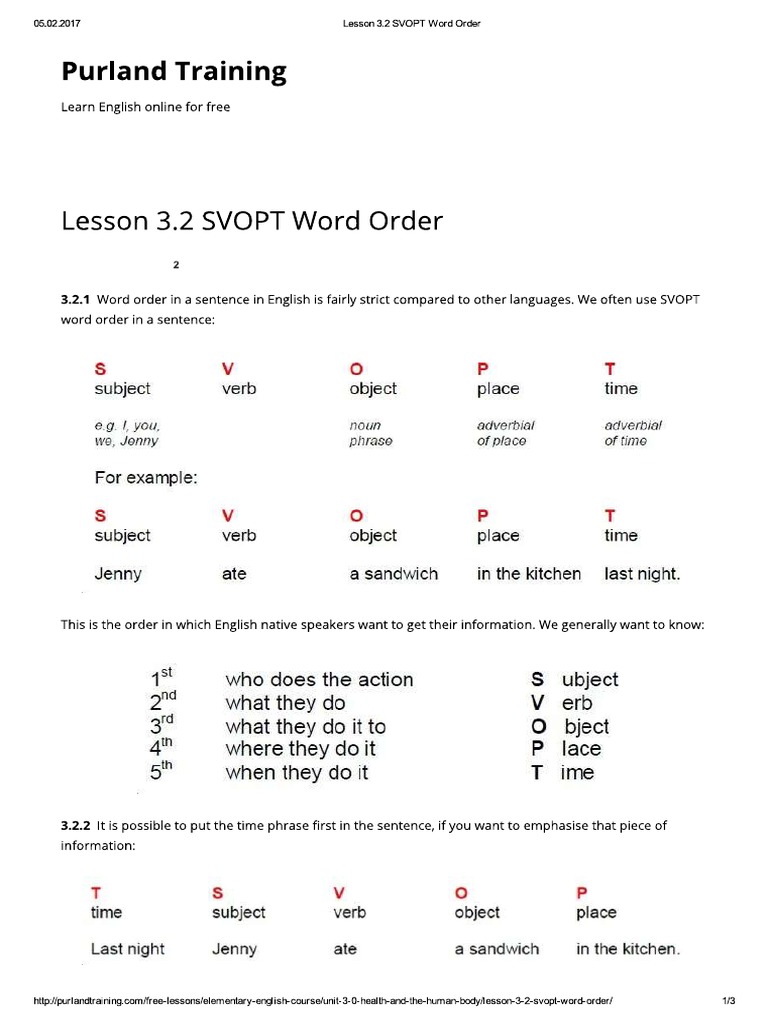 Word Order | PDF